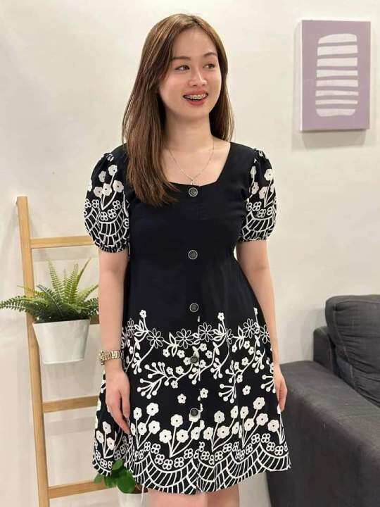 Marian dress challis fabric with botton style in front.fit small to ...