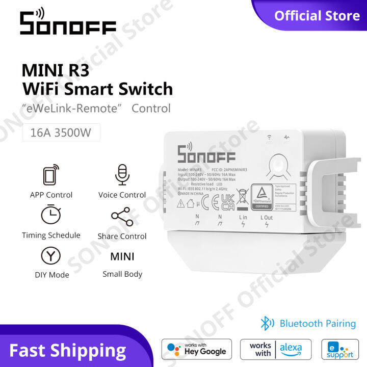 SONOFF MINI R3 16A WiFi สมาร์ทสวิตช์ DIY สวิตช์อัจฉริยะไร้สายขนาดเล็ก ...