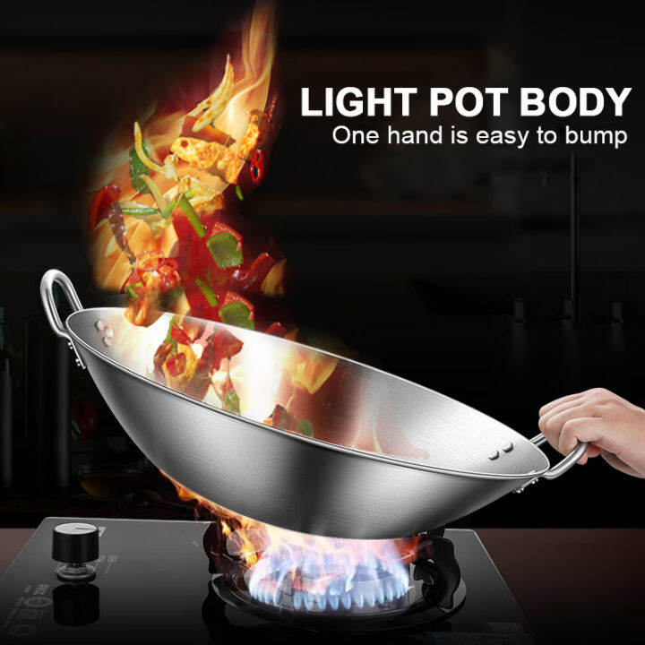 Gold Star Frying pan stainless wok pan non stick frying pan Chinese big ...