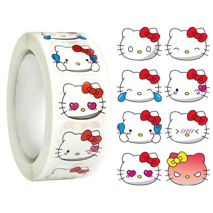500pcs Cute hello Kitty Emoji Sticker Tape Tags Packing Decration ...