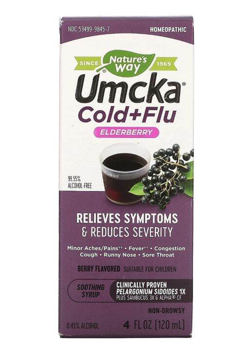Natures Way Umcka Cold + Flu Elderberry soothing syrup, Berry flavored ...