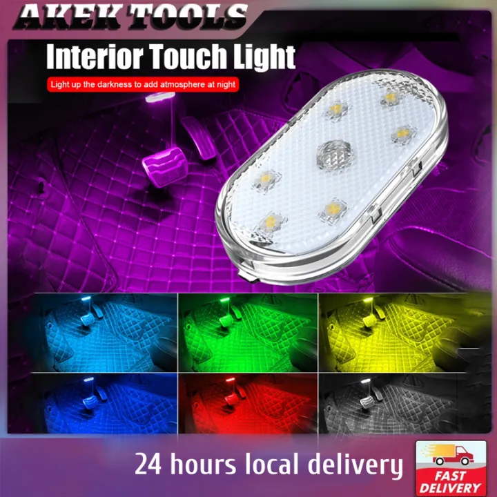 1PCS Mini Car Led Touch Light Wireless Interior Roof Ceiling Reading ...