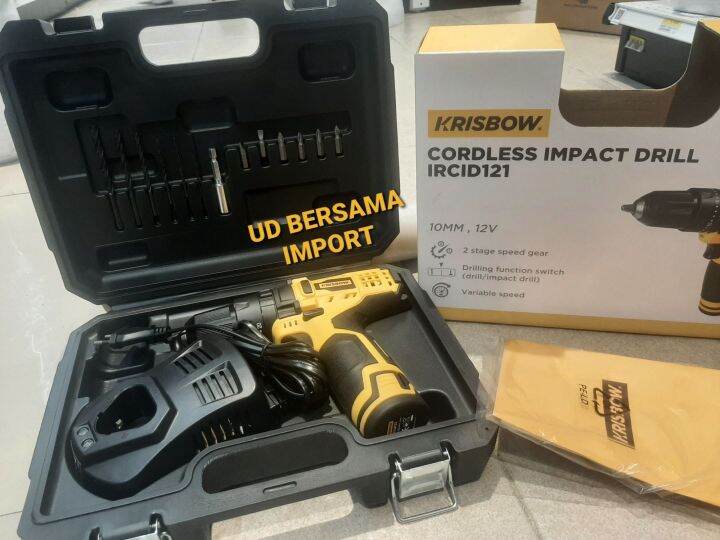 bor recharge krisbow impact drill 10mm bor cordless baterai rechargeable | Lazada Indonesia
