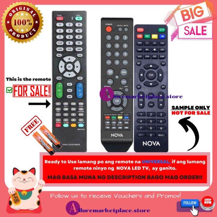 NOVA Megasonic LED TV Remote Ready to Use Universal TV remote for NOVA ...