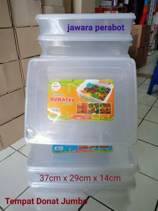 PROMO COD!!! 12pcs 1lusin Donatsu Donatku Tempat Donat Jumbo L 8200ml ...