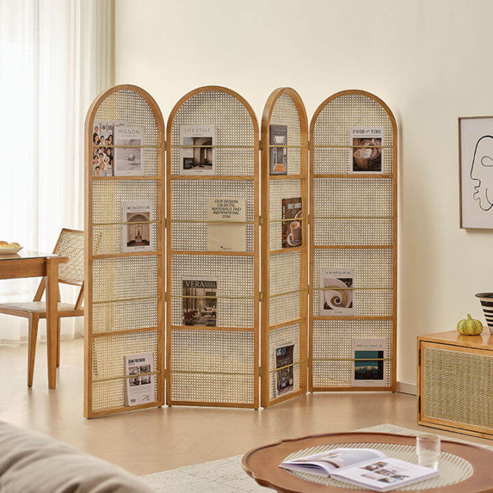 Japanese Rattan Screen Movable Modern Minimalist Magazine Bookshelf and ...
