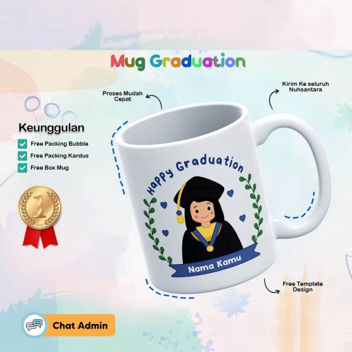 Mug Gelas Custome Mug Wisuda Gift Box Hadiah Wisuda Kado Wisuda Hampres ...