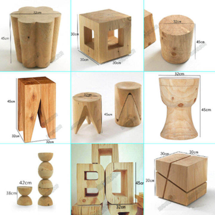 Solid Wood a Block of Wood Or Stone Seat round Stool Nordic Original ...