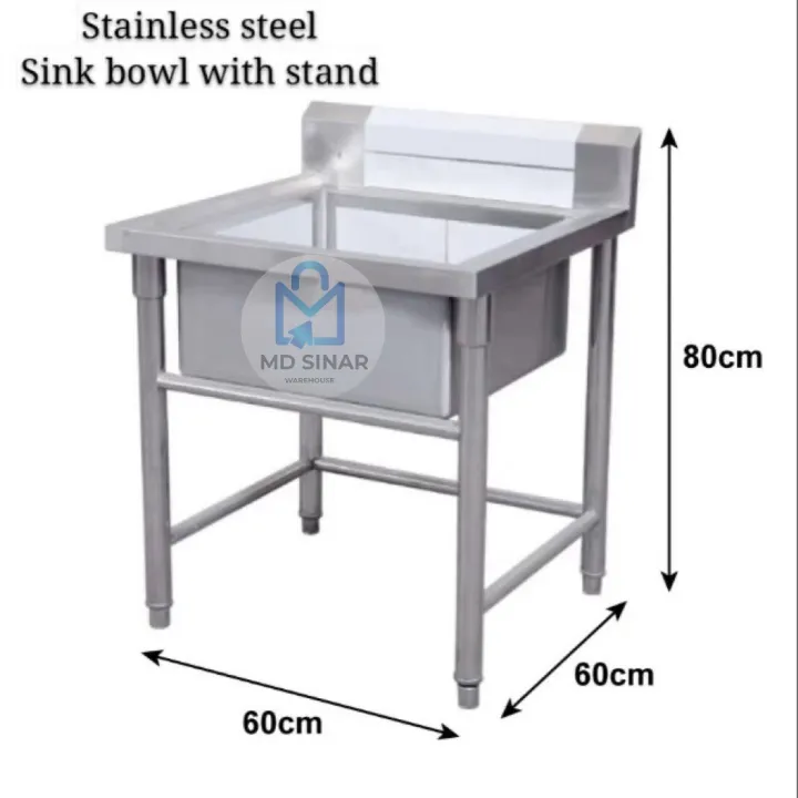 MD SINAR Stainless Steel Single Bowl Sink with Stand sinki berkaki ...