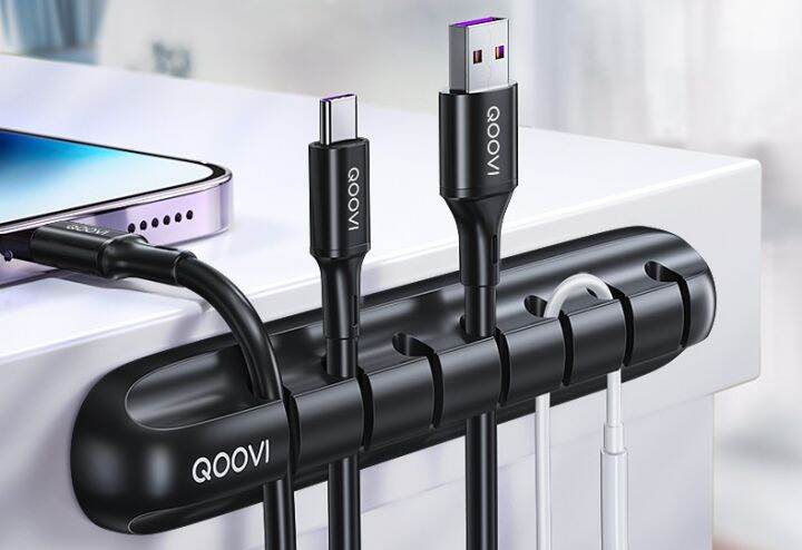QOOVI 7/5/3 Clips Cable Organizer Silicone Wire Winder For Desk Wall ...