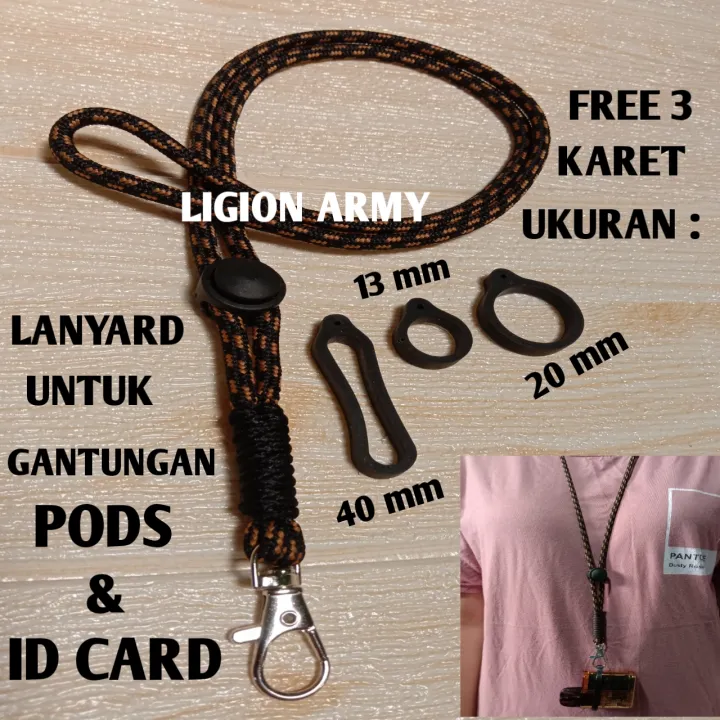 TALI / LANYARD SIMPUL FREE KARET 3 PCS UNTUK PODS / NAME TAG / ID CARD ...