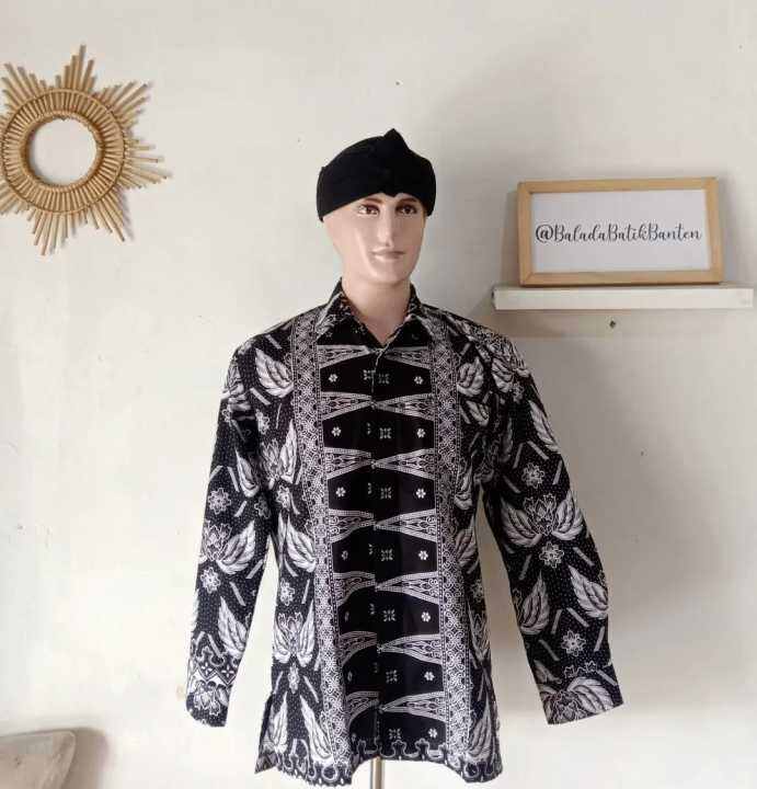 Baju Batik Banten motif khas Baduy , tapak kebo putih hitam, pria dan ...