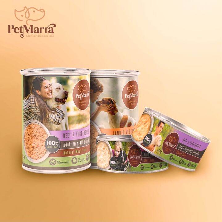 PetMarra Natural Meat Loaf Adult Dog Wet Food Can Lamb and Vegetables ...