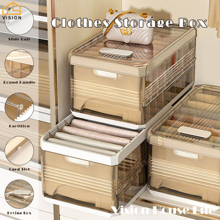 Vision Stackable Wardrobe Clothes Storage Box Multi-Compartment ...