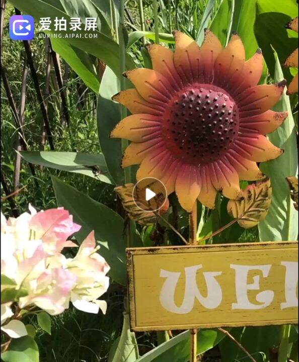 ดอกทานตะวันเหล็กจัดดอกไม้ตกแต่งสวนกลางแจ้งจี้สวนสนามหญ้าชั้นจัดดอกไม้ ...