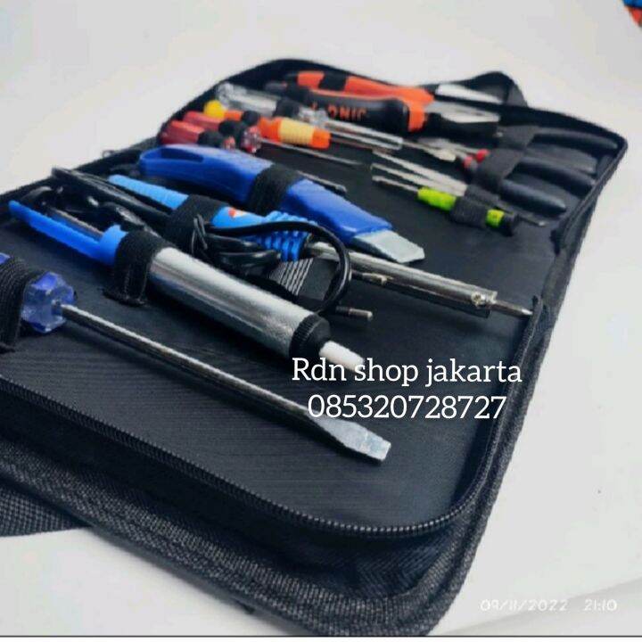 alat solder listrik set 14 pcs with bag Tool kit set 14 pcs soldering ...