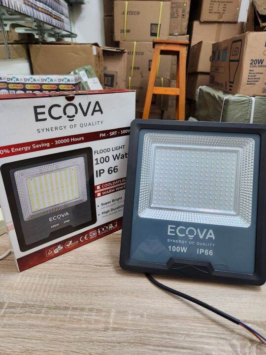 ECOVA Kap Lampu Sorot LED 100 WATT SNI GARANSI 3 TAHUN | Lazada Indonesia