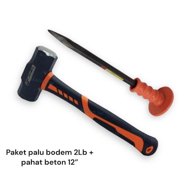 Paket palu bodem 2Lb gagang fiber + pahat beton topi 12” | Lazada Indonesia