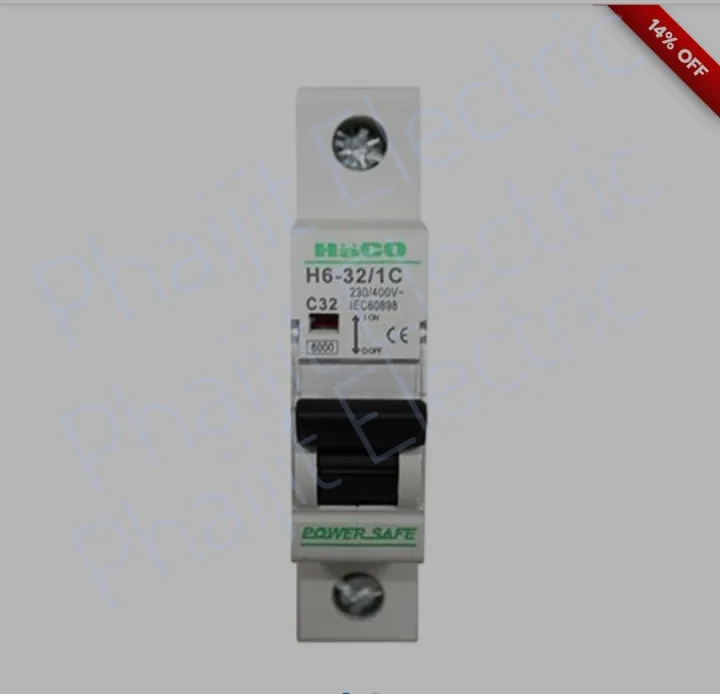 HACO H6-32/1C เซอร์กิตเบรกเกอร์ 32 แอมป์ 1โพล 1 เฟส HACO รุ่น H6 Miniature Circuit Breaker MCB 1 ...