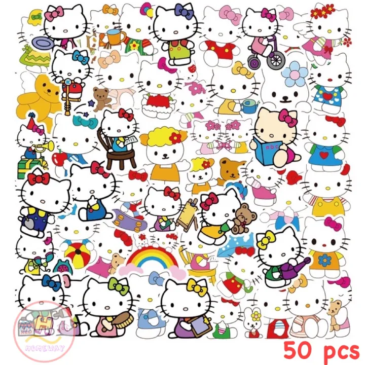 Sticker สติ๊กเกอร์ Hello Kitty H 244 คิตตี้ 50ชิ้น ซานริโอ้ Sanrio มาย