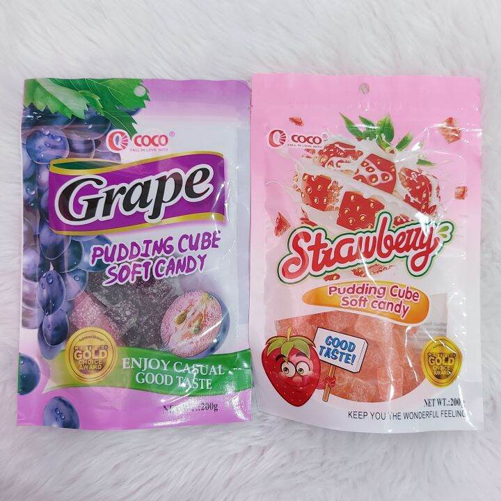 Coco Strawberry/Grape Pudding Cube Soft Candy 200g | Lazada PH