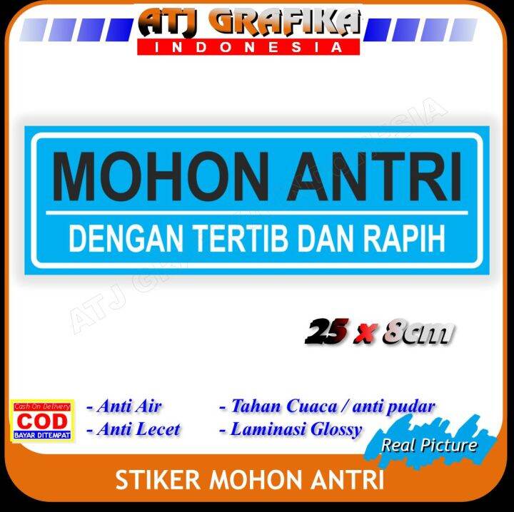 stiker mohon antre antri sticker antrean toko kantor dll | Lazada Indonesia