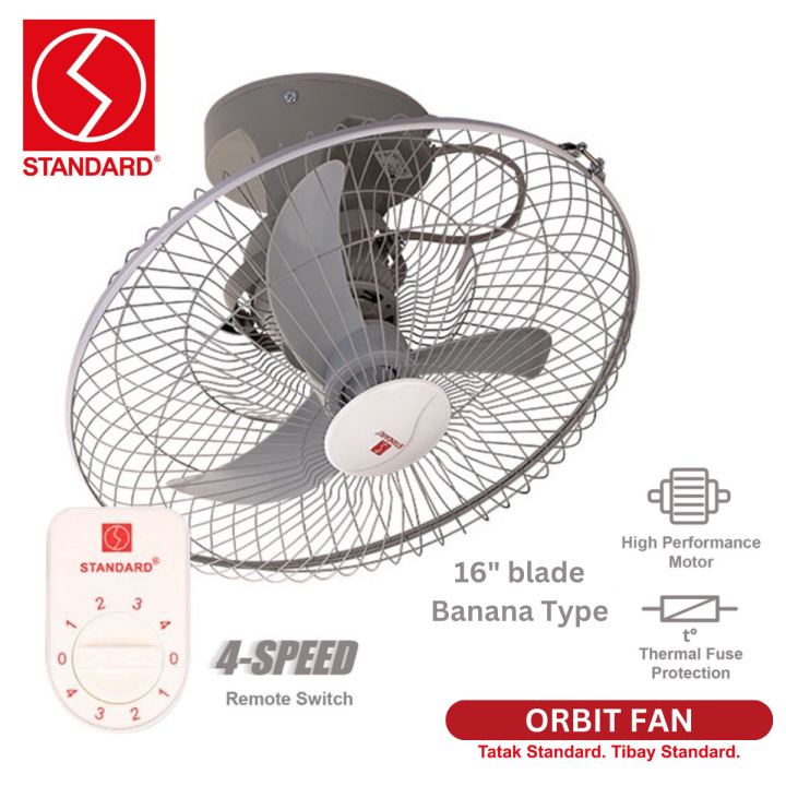 Standard Orbit Fan 16” Plastic Blade w/ 4 Speed Remote Switch SOF-16B ...