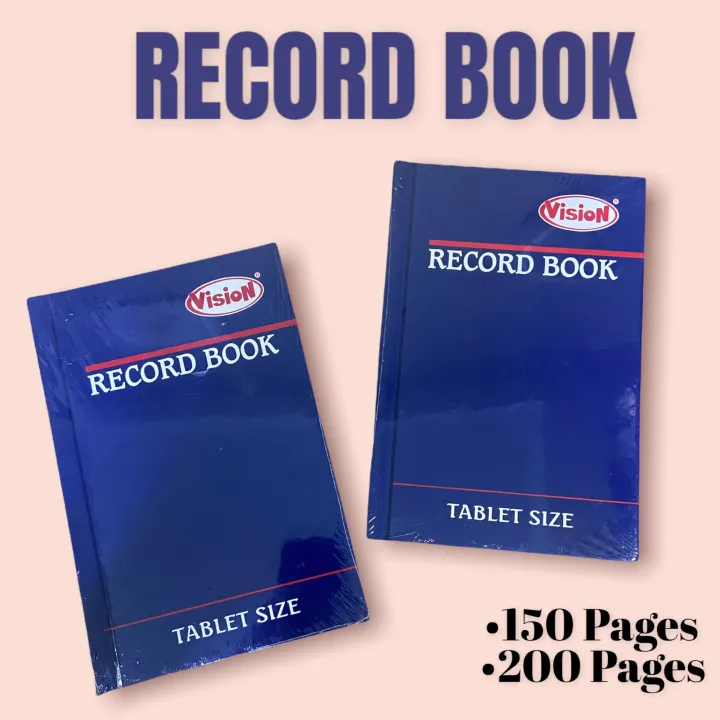 Record Book (Tablet size) Vision 150-500 pages per box X Sold Per Book ...