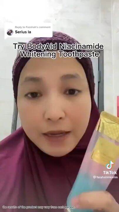100g BodyAid Ubat Gigi Pemutih Nicotinamide Teeth Whitening Toothpaste ...