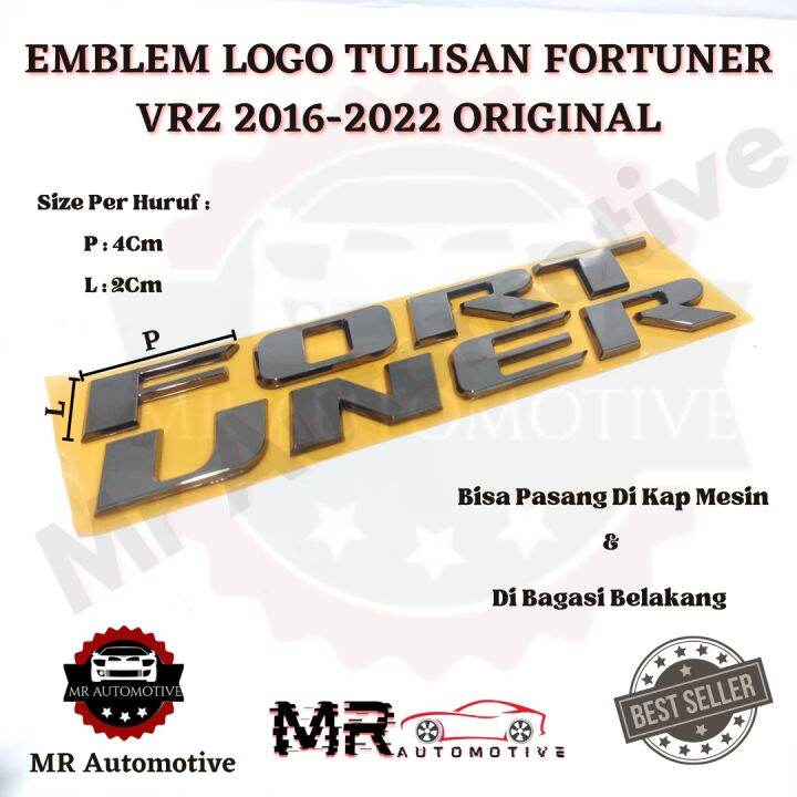 Emblem Logo Tulisan Fortuner 2016-2022 Black Chrome Original Best ...