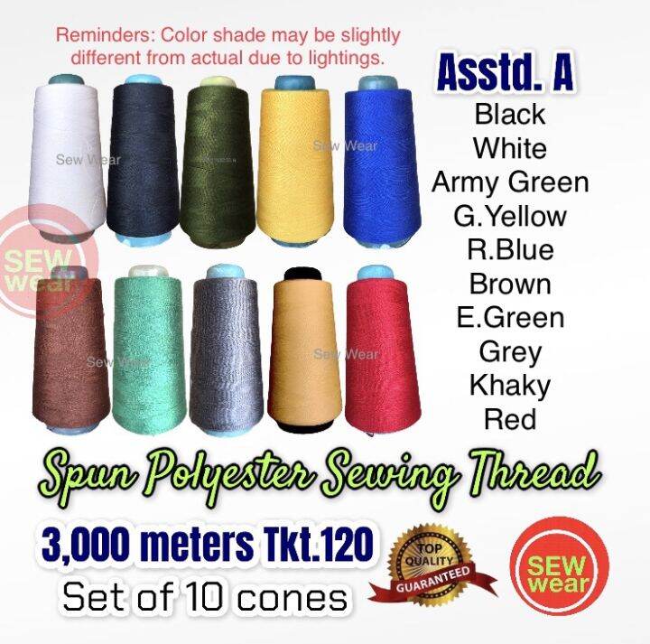 10’s Spun Polyester Sewing Thread Sinulid 3,000meters Tkt.120 | Lazada PH