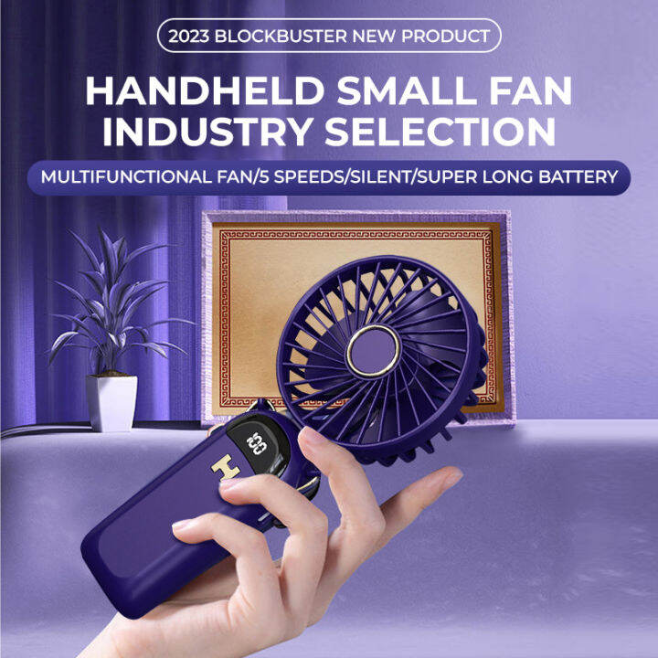 Mini Fan Rechargeable Hand-held 5-Speed fan Portable Electric Fan ...