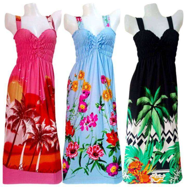 CLEAVAGE SMOCKED DRESS LONG FOR ADULT!!! | Lazada PH