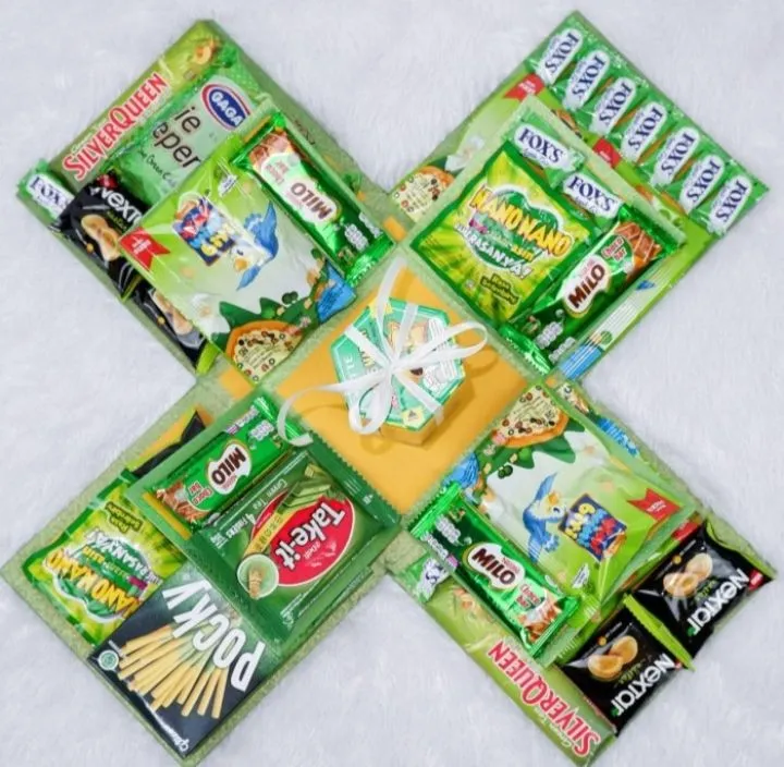 kado snack box 2 layer - kado ulang tahun - kado wisuda - explosion box ...