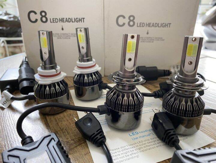 ลดราคา | ขั้ว H7 หลอดไฟหน้า หลอดไฟตัดหมอก LED รุ่น C8 แสงขาว ฟ้า ไอซ์บลู 3 IN 1 ใช้ได้ 12V/24V ...