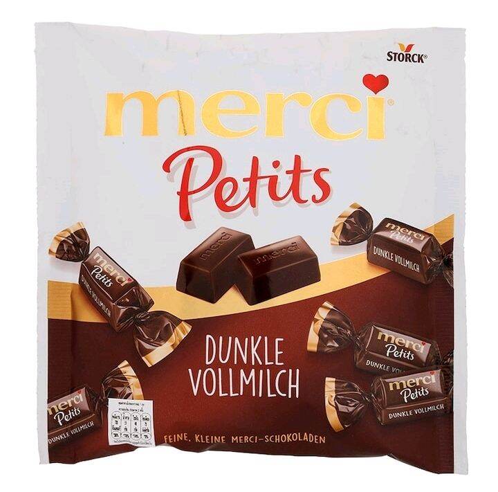 เมอร์ซี ดาร์กช็อกโกแลตสอดไส้ครีม Merci Petits Dark Chocolate Cream ...