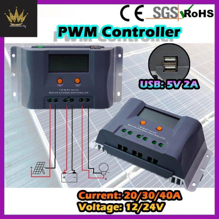 LCD Display Dual USB PWM Solar Panel Controller Battery Charger Charge ...