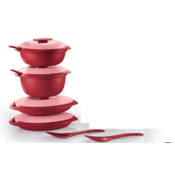 Tupperware Petit Royal Red Blossom Serving Set with out box | Lazada