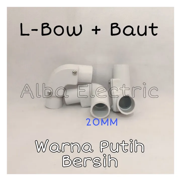 COD L-Bow Baut 20MM Putih Elbow + Baut Sambungan Pipa Listrik Conduit ...