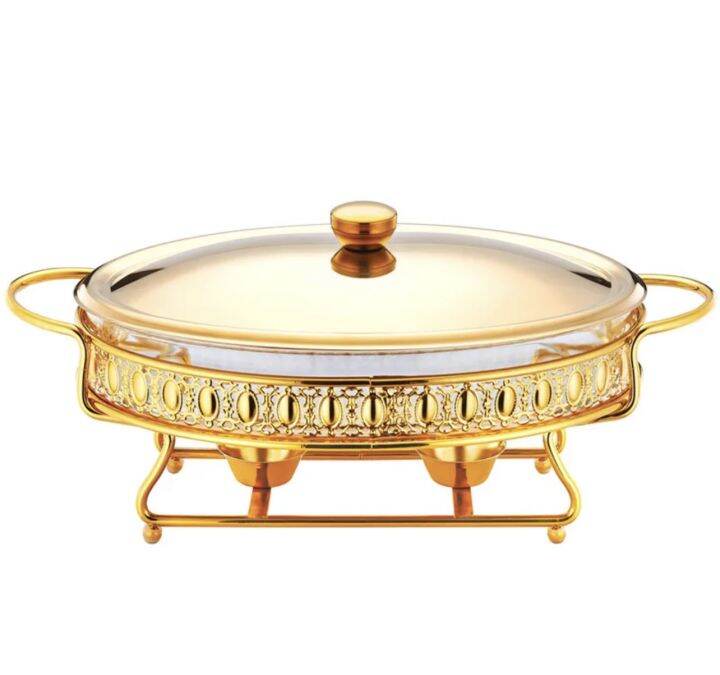 Kitchen Plus Gold or Silver 3L Glass Chafing Dish Food Warmer | Lazada PH
