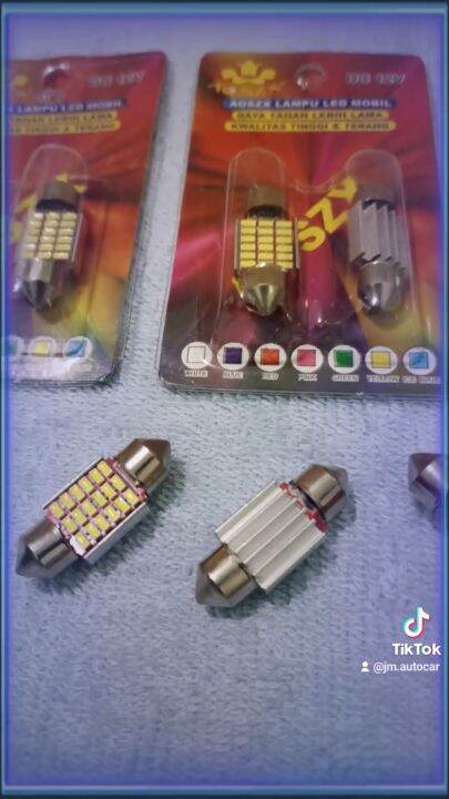 Bola Lampu Kabin LED AOSZX T18 18 titik 31mm 12v putih Bohlam plafon soket festoon (per SET ...