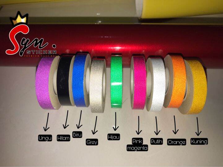 Sticker stiker list lis velg motor revlective ukuran lebar 1 cm x ...