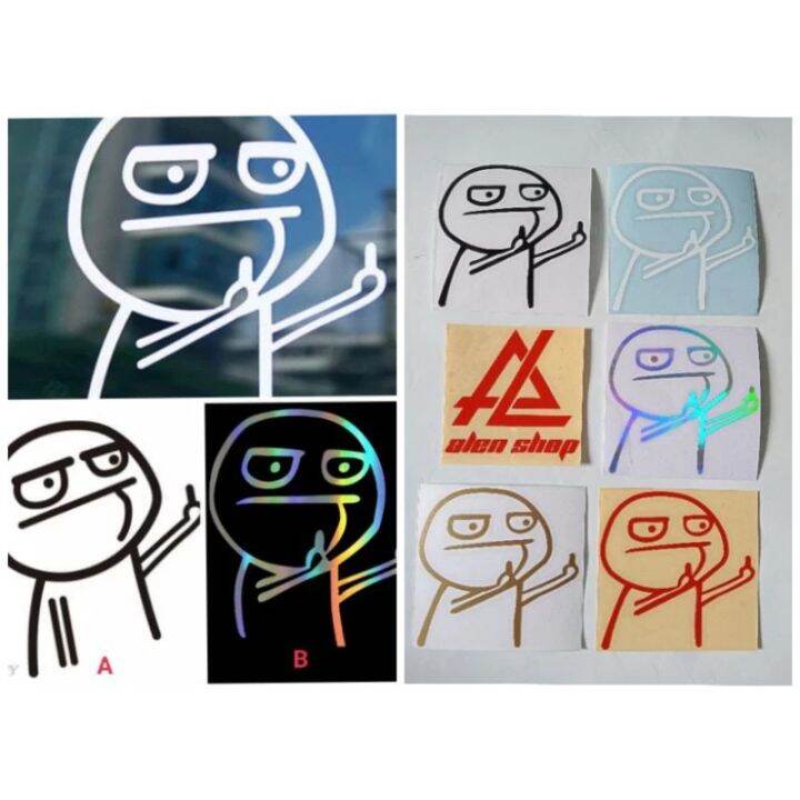 STIKER CUTTING MIDLLE FINGER MEME FUCEK | Lazada Indonesia