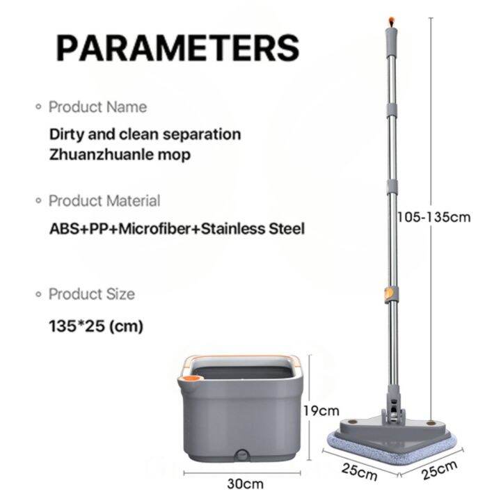 【GG】Self Wash Spin Mop 360 Spinner Flat Mop Clean and dirty water ...