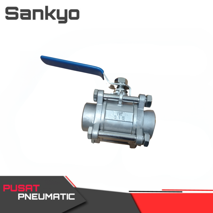 1/4" STOP KRAN AIR BALL VALVE STAINLESS SANKYO 3PC BODY | Lazada Indonesia
