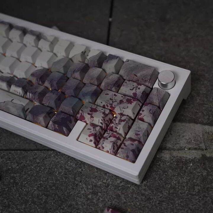 【Keycap Only】Gradient Retro Ink Painting Keycap Side Engraved Shine ...