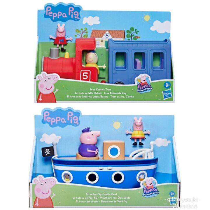 Peppa Pig Miss Rabbits Train Grandpa Pig's Cabin Boat Figure Toy Kid ...