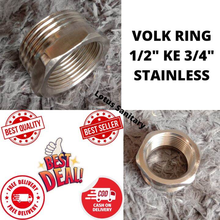 VOLK RING Nepel sambungan kran 1/2" ke 3/4" inchi Drat dalam ukuran 1/2 ...