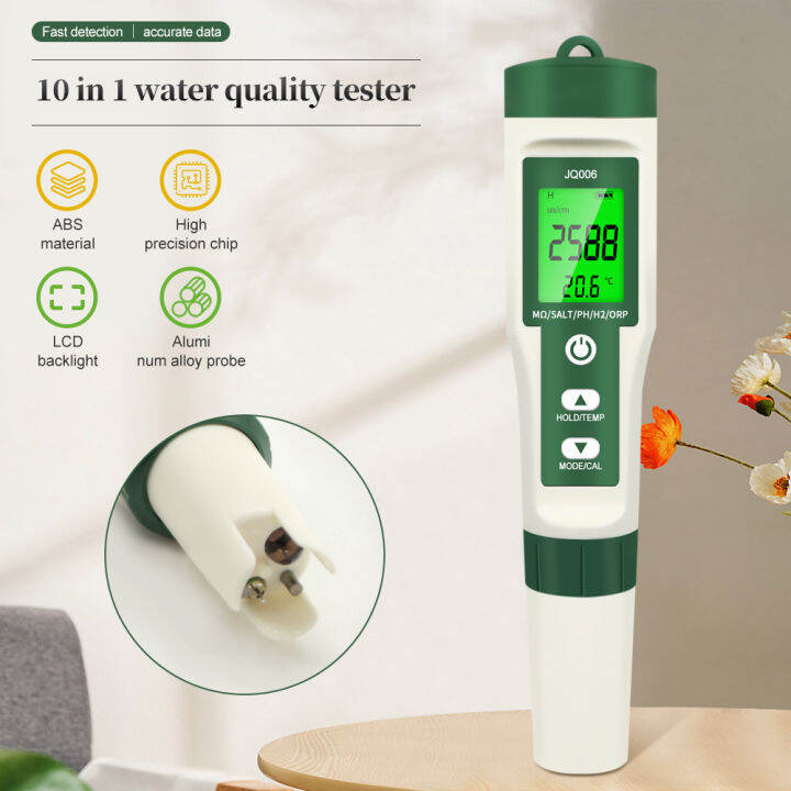 10 in 1 PH Meter Water Quality Tester PH TDS EC Salinity SG ORP ...