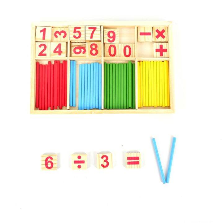 Kids Wooden Digital Stick Counting Game Color Number Box Educationd ...